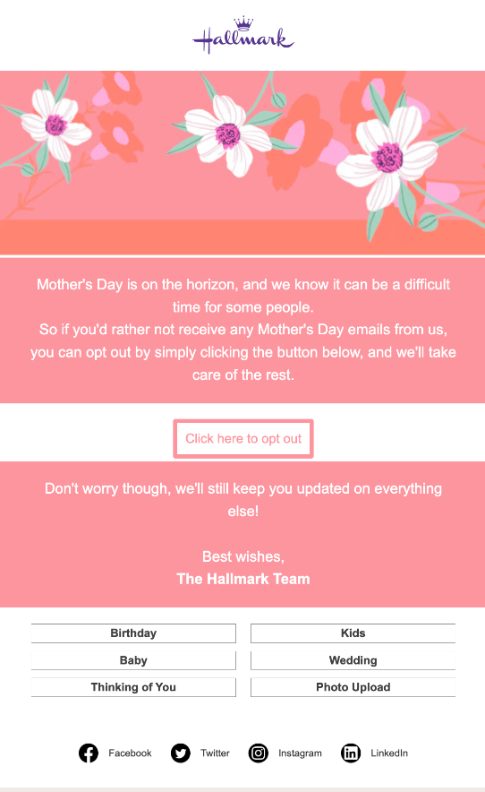How to create holiday opt-out emails for sensitive topics