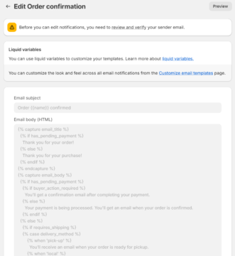 Shopify Order Confirmation Emails: Template Customization