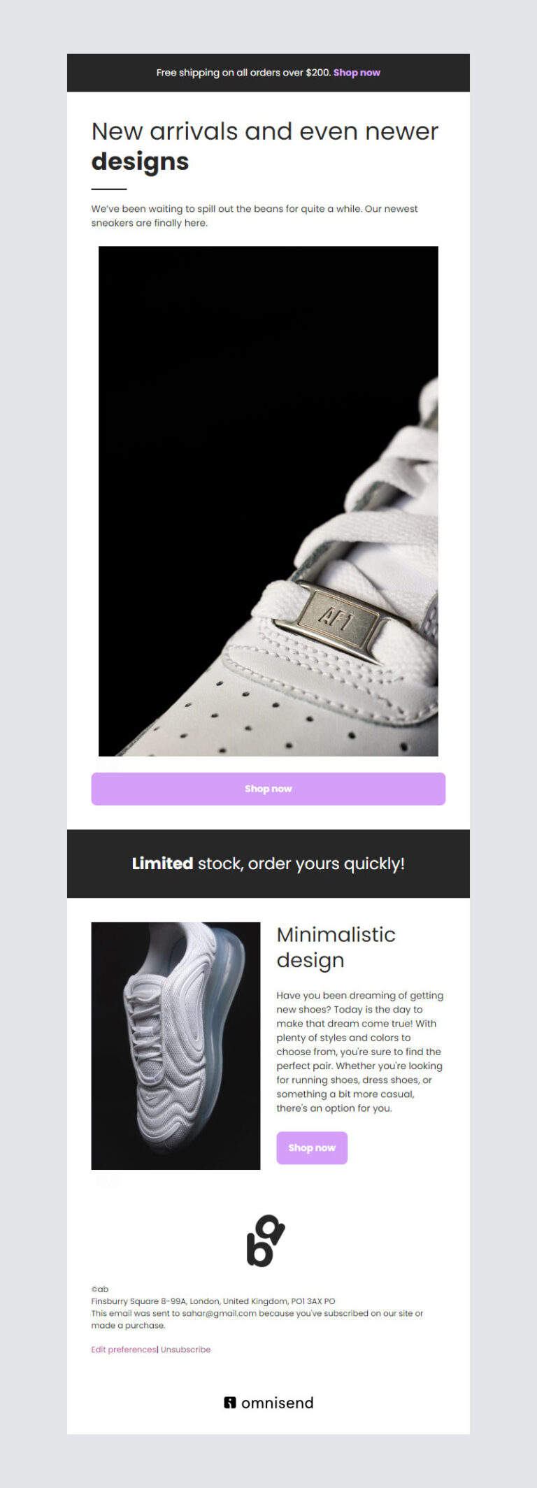 Free and Customizable Shoes Newsletter Templates